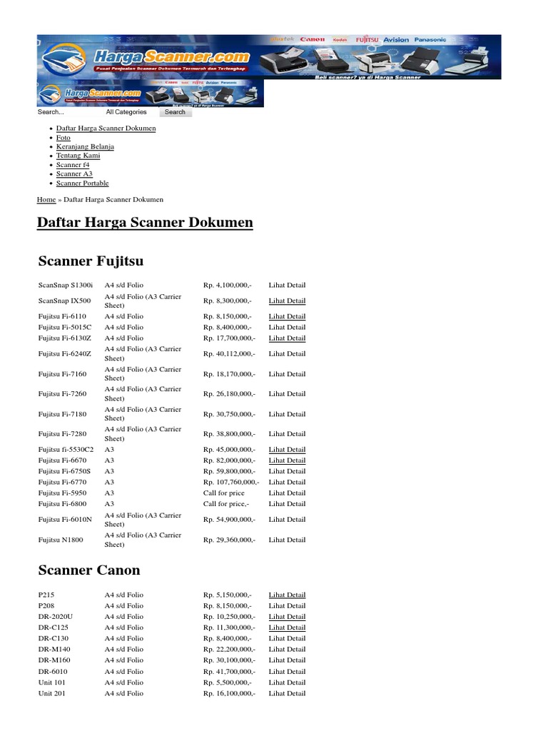 Daftar Harga Scanner Dokumen | PDF | Technology & Engineering