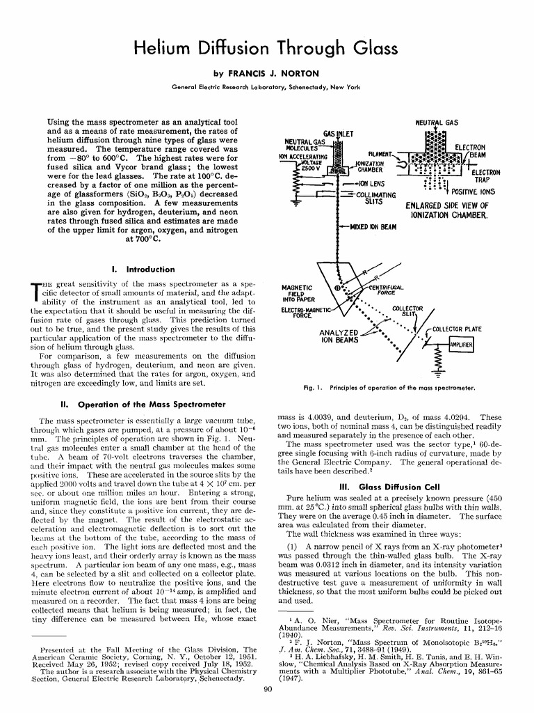 Helium Diffusion Through Glass | PDF | Glasses | Gases