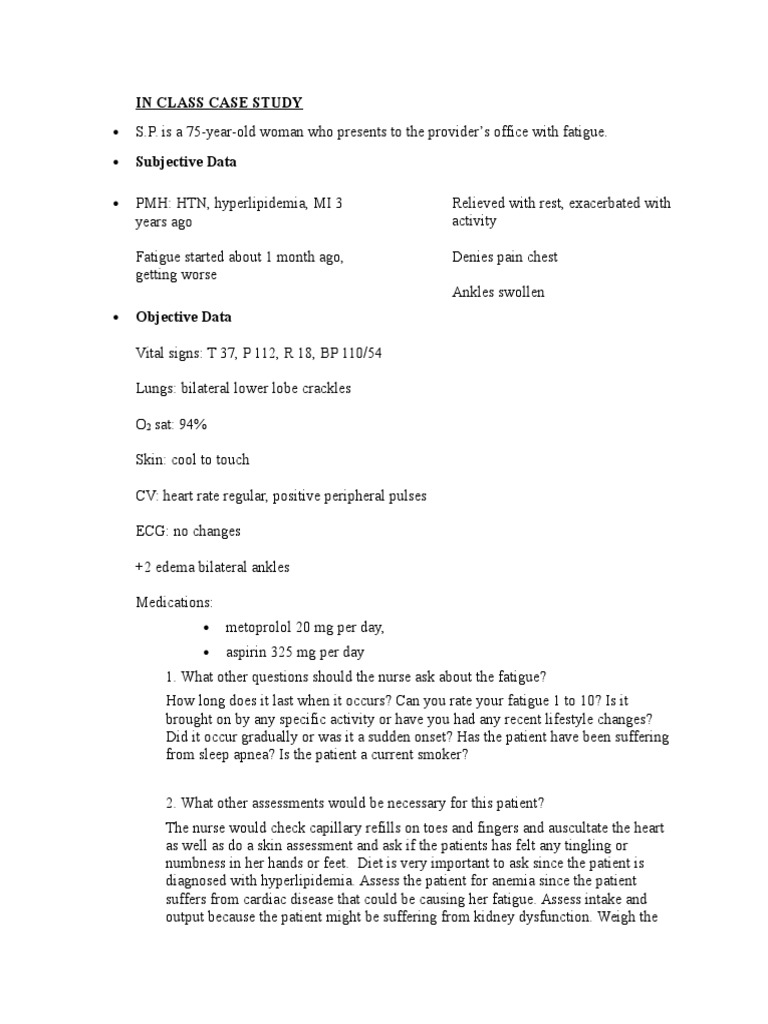 Cardio Case Study | Heart Failure | Fatigue (Medical)