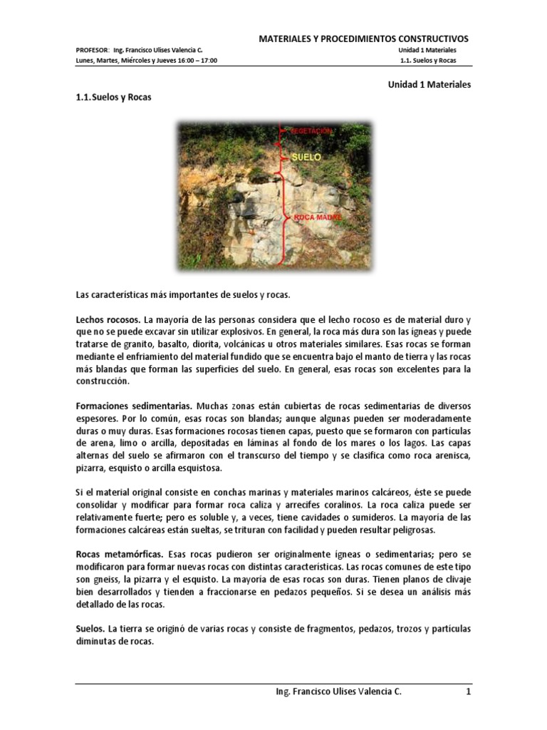 Características de Suelos y Rocas | PDF | Roca (geología) | Caliza