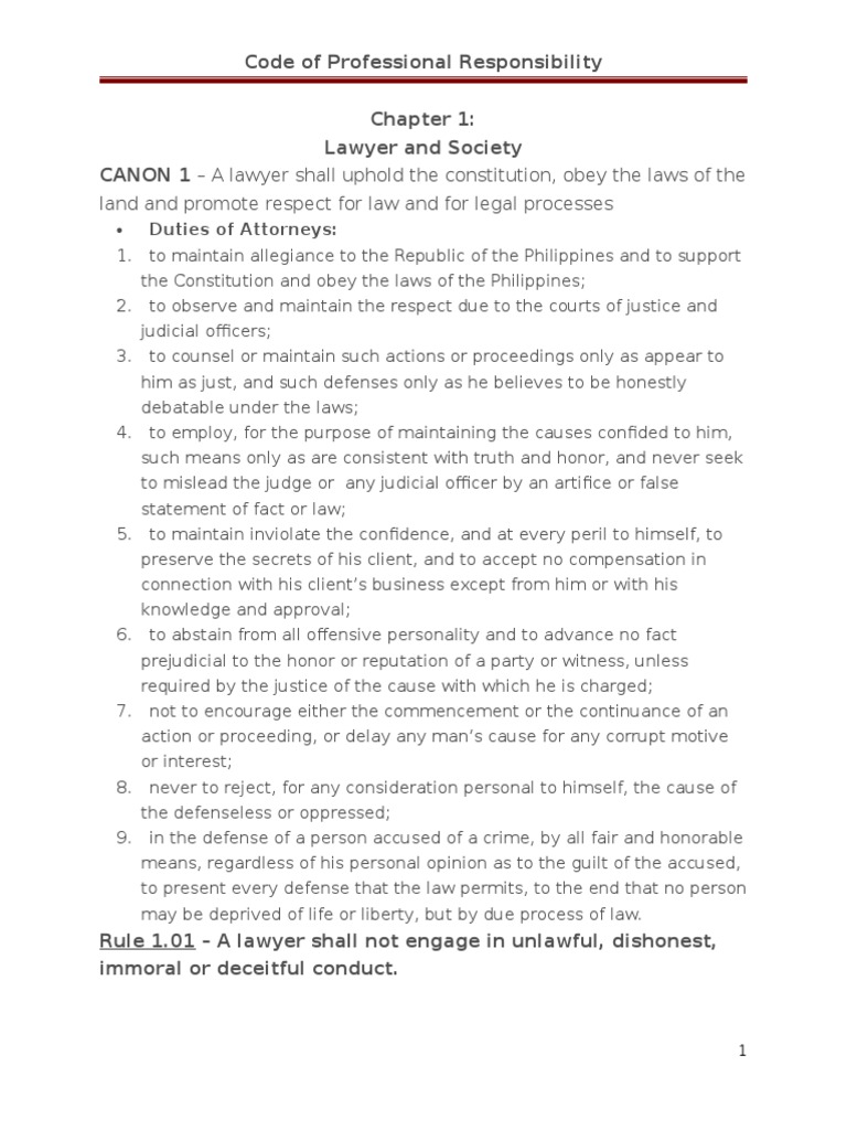 Code of Professional Responsibility | PDF | Lawyer | Law Firm