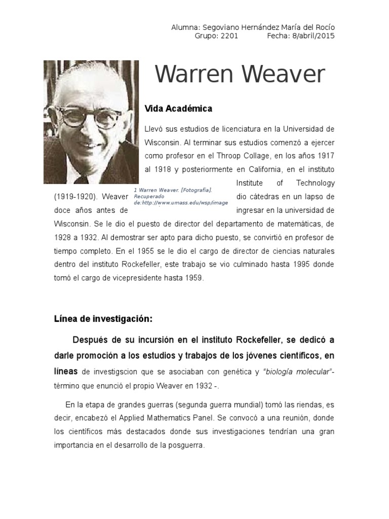 Warren Weaver. | PDF | Ciencia y Tecnología | Science