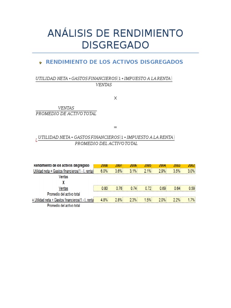 Analisis de Rendimiento Disgregado - Grupo N°10 | PDF | Capitalización ...