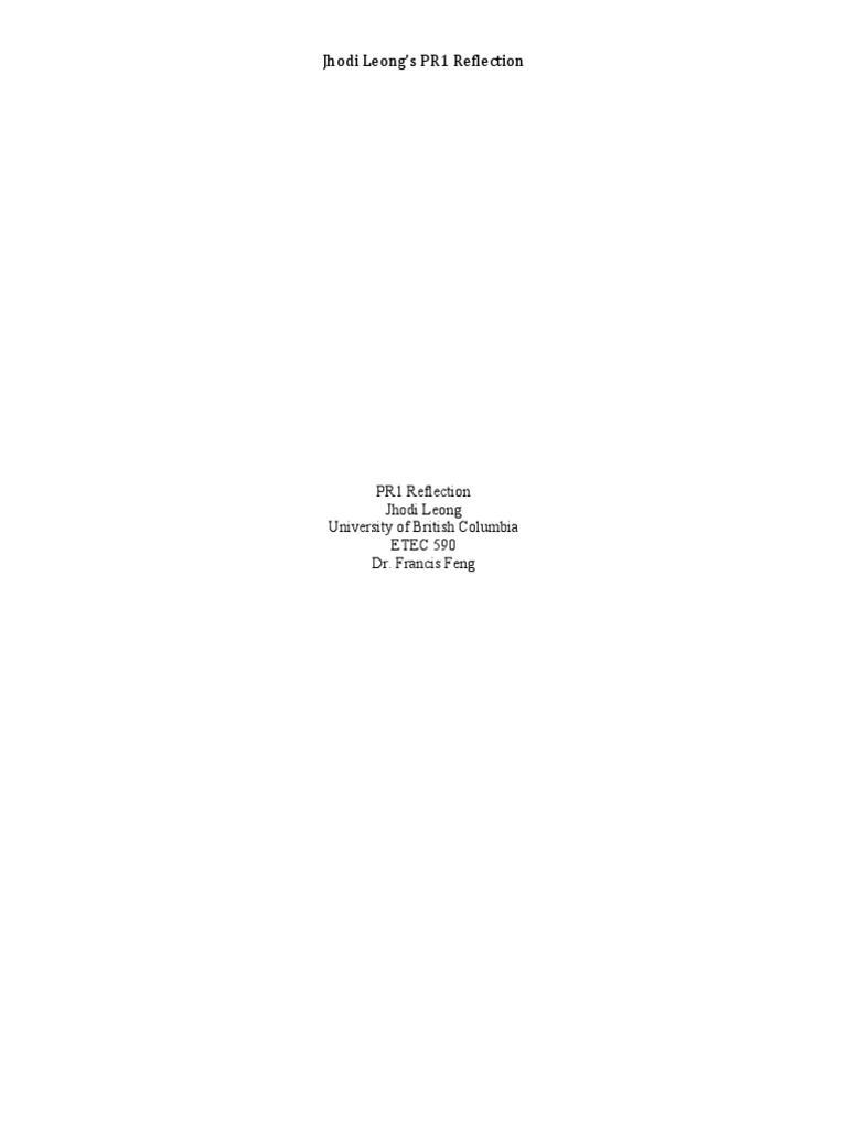 pr1 Reflection | PDF