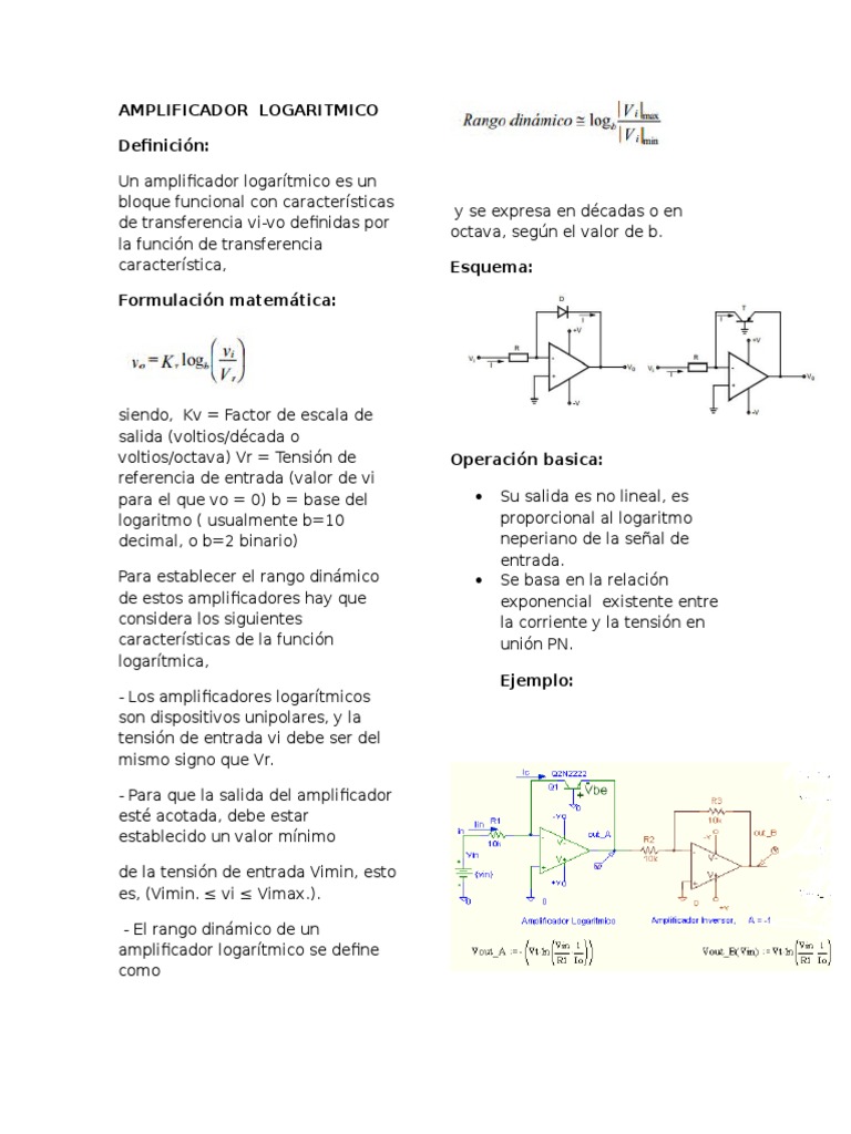 AMPLIFICADOR LOGARITMICO | Logaritmo | Ingenieria Eléctrica