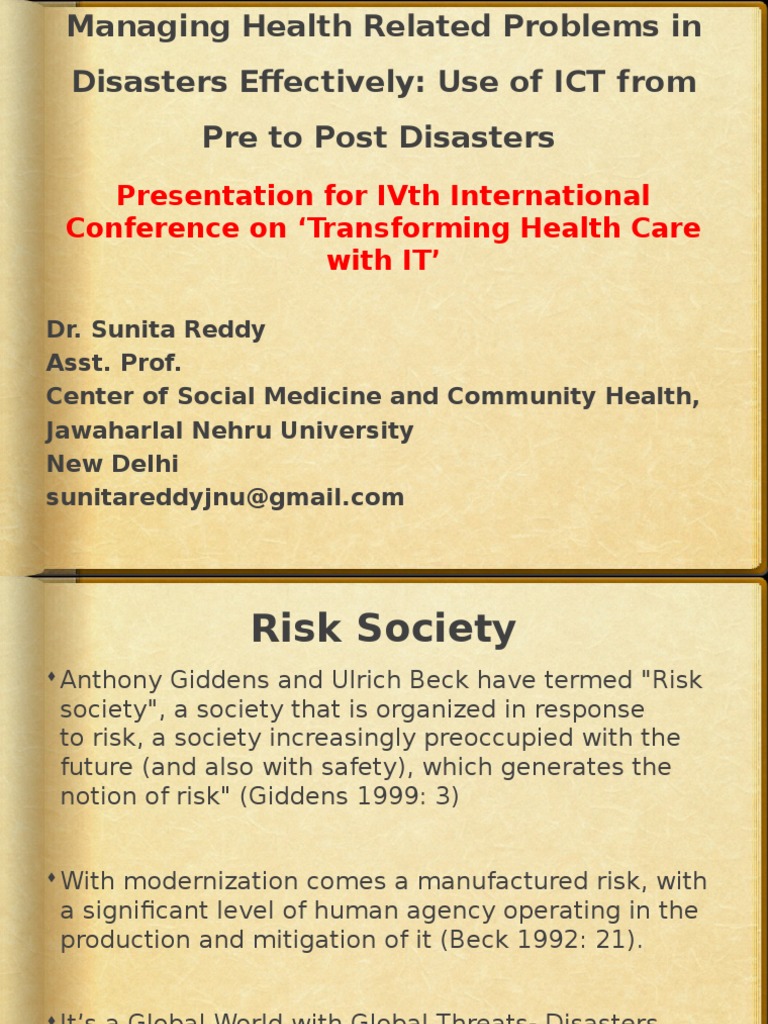 Managing Health Related Problems in Disasters Effectively: Use of ICT ...