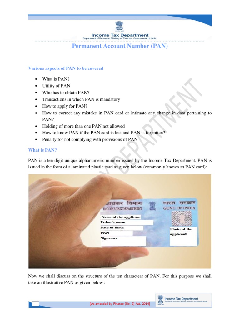 Understanding Permanent Account Number (PAN) | PDF | Government | Payments