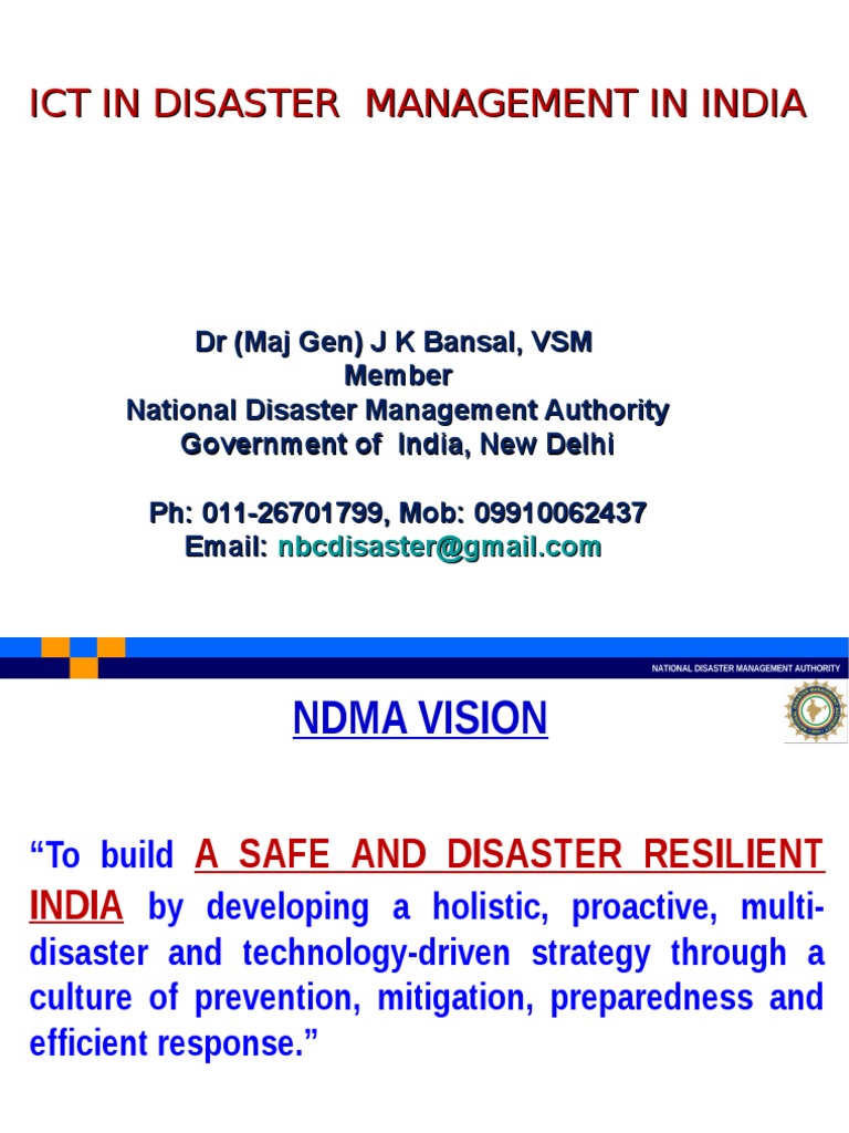 Ict In Disaster Management In India Pdf Cbrn Defense Emergency