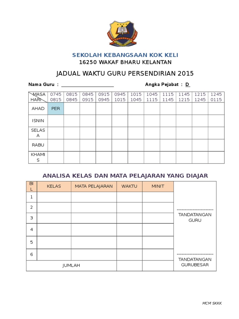 Jadual Waktu Kosong | PDF