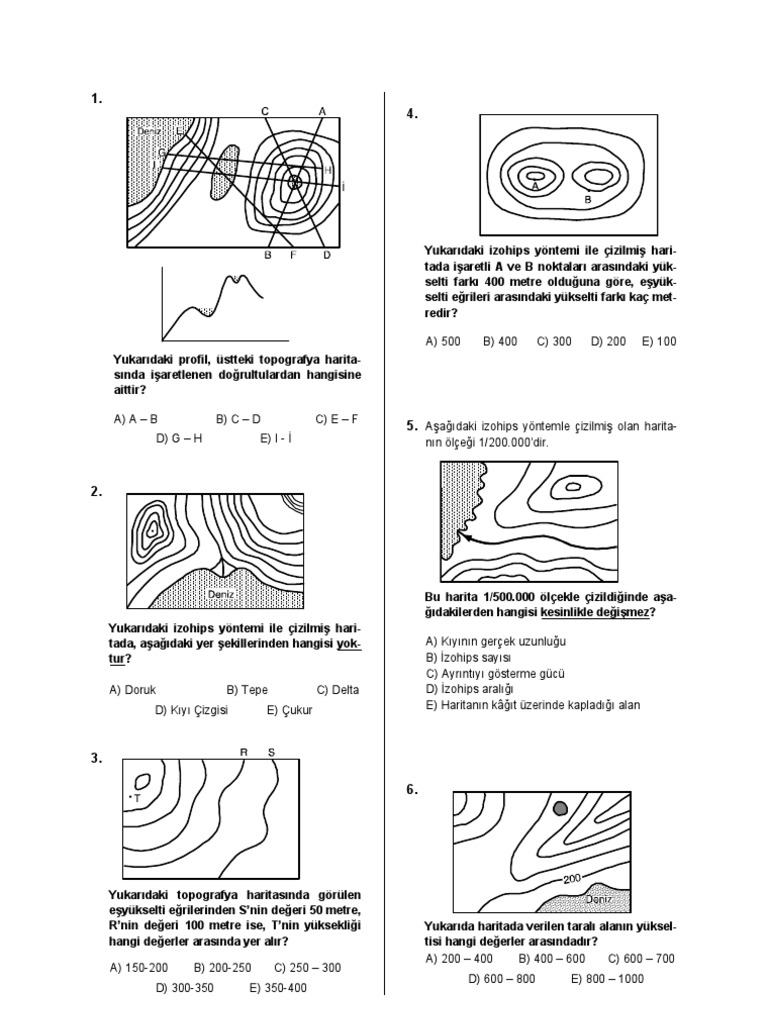 Yukarıdaki Izohips Yöntemi Ile Çizilmiş Haritada Işaretli | PDF