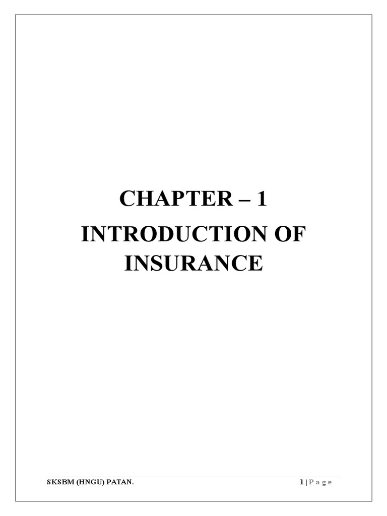 Chapter - 1 Introduction of Insurance | PDF | Insurance | Financial ...