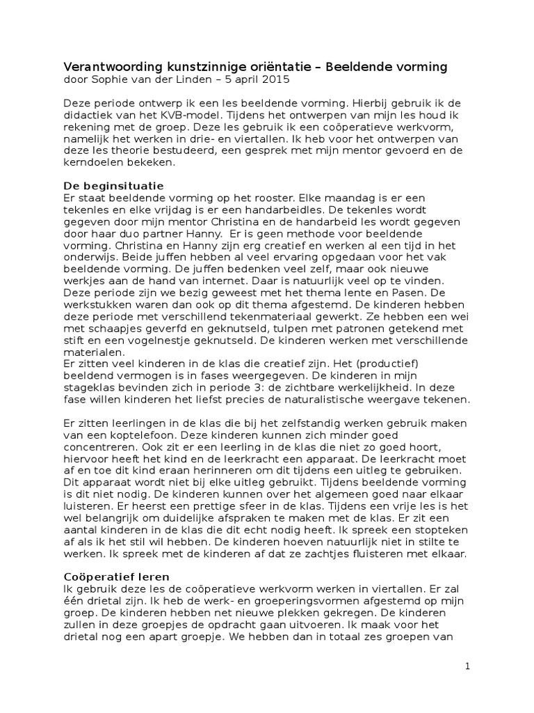 Verantwoording Beeldende Vorming | PDF