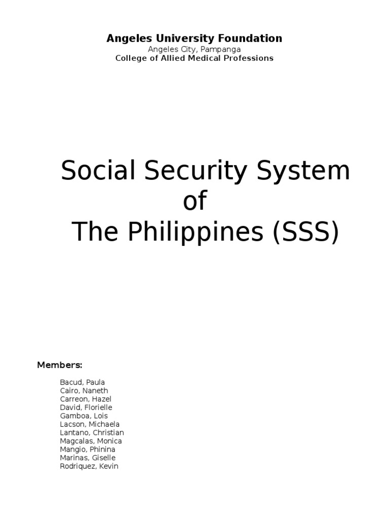 Social Security System of The Philippines (SSS) : Angeles University ...