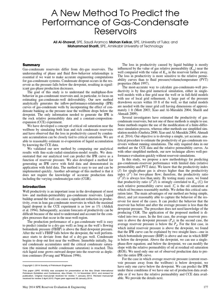 A New Method To Predict The Performance of Gas Condensate Reservoir ...