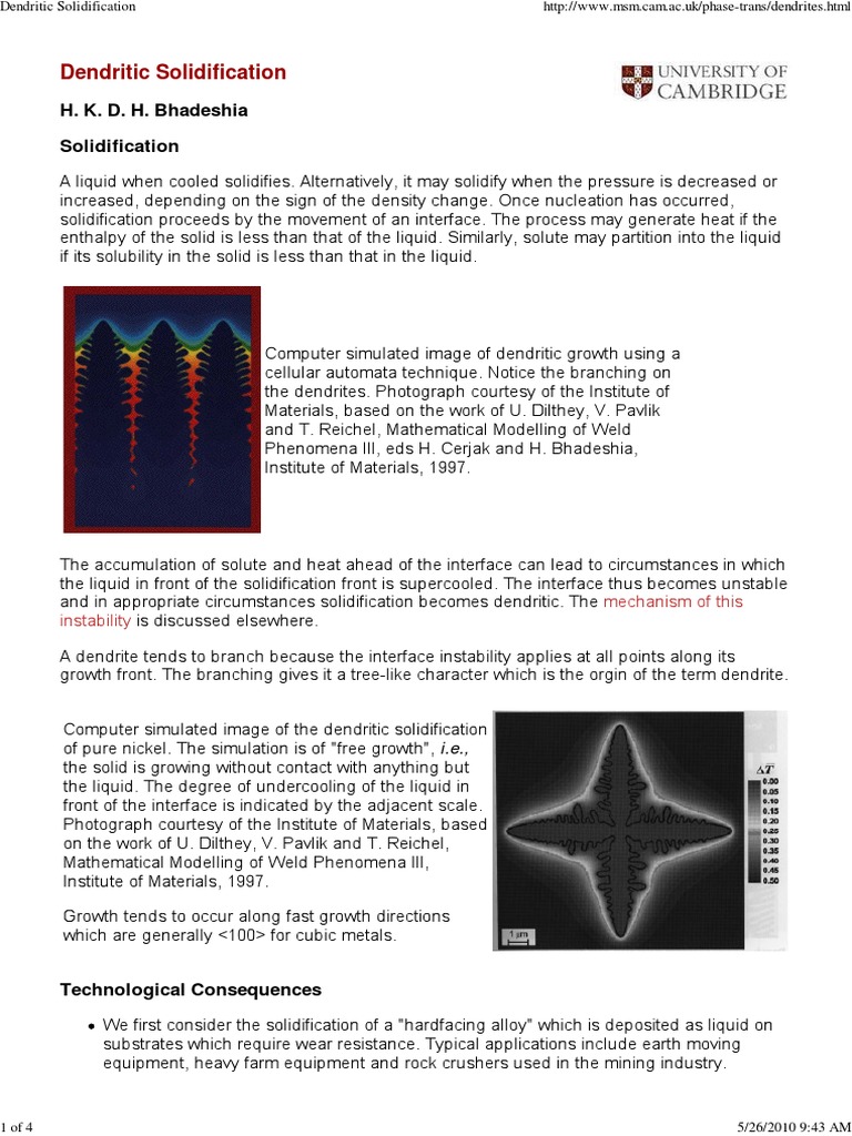 Dendritic Solidification | PDF | Freezing | Glasses