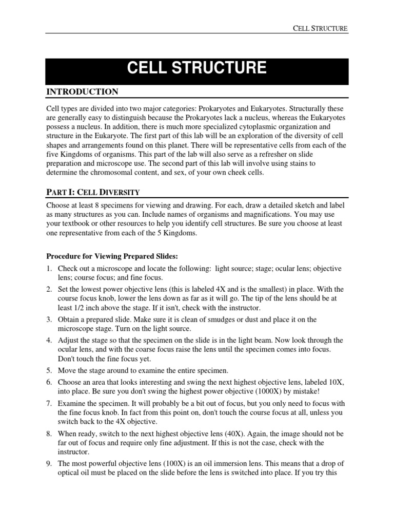 Lab4 Cell | PDF | Lens (Optics) | Cell Nucleus