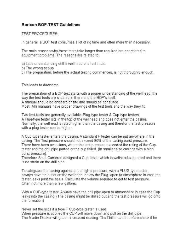 Boricon BOP Test | PDF | Mechanical Engineering | Nature