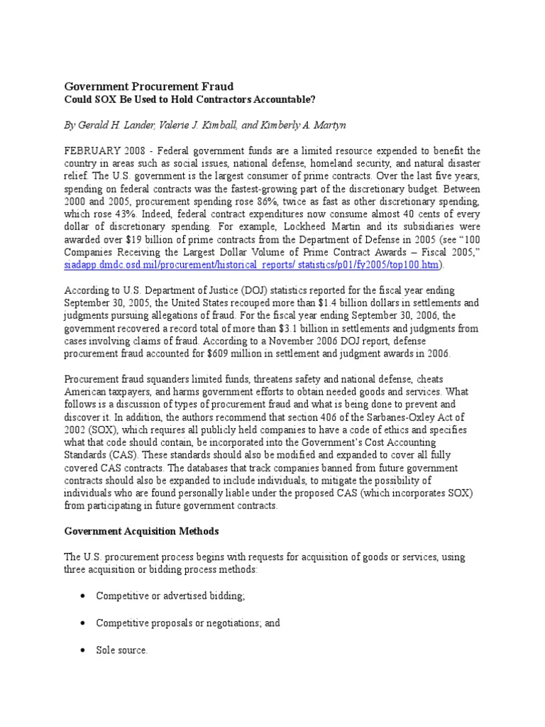 Government Procurement Fraud | PDF | False Claims Act | Qui Tam