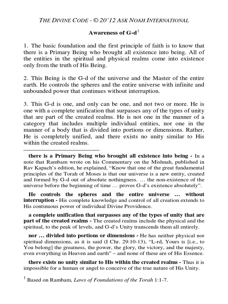 Excerpts From "The Divine Code" by Rabbi Moshe Weiner | PDF | Names Of ...