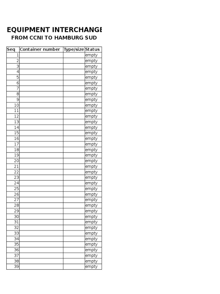 Equipment Interchange Receipt: From Ccni To Hamburg Sud | PDF