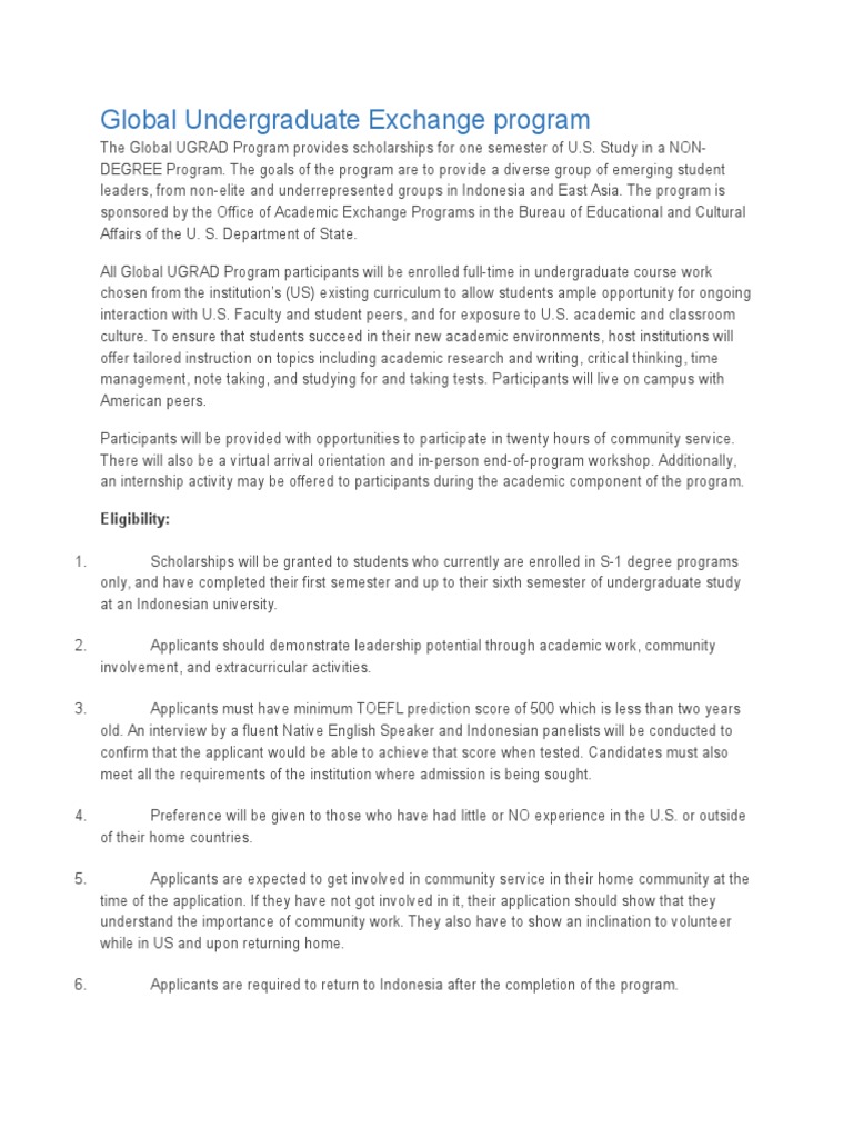 Global Undergraduate Exchange Program | PDF | Undergraduate Education ...