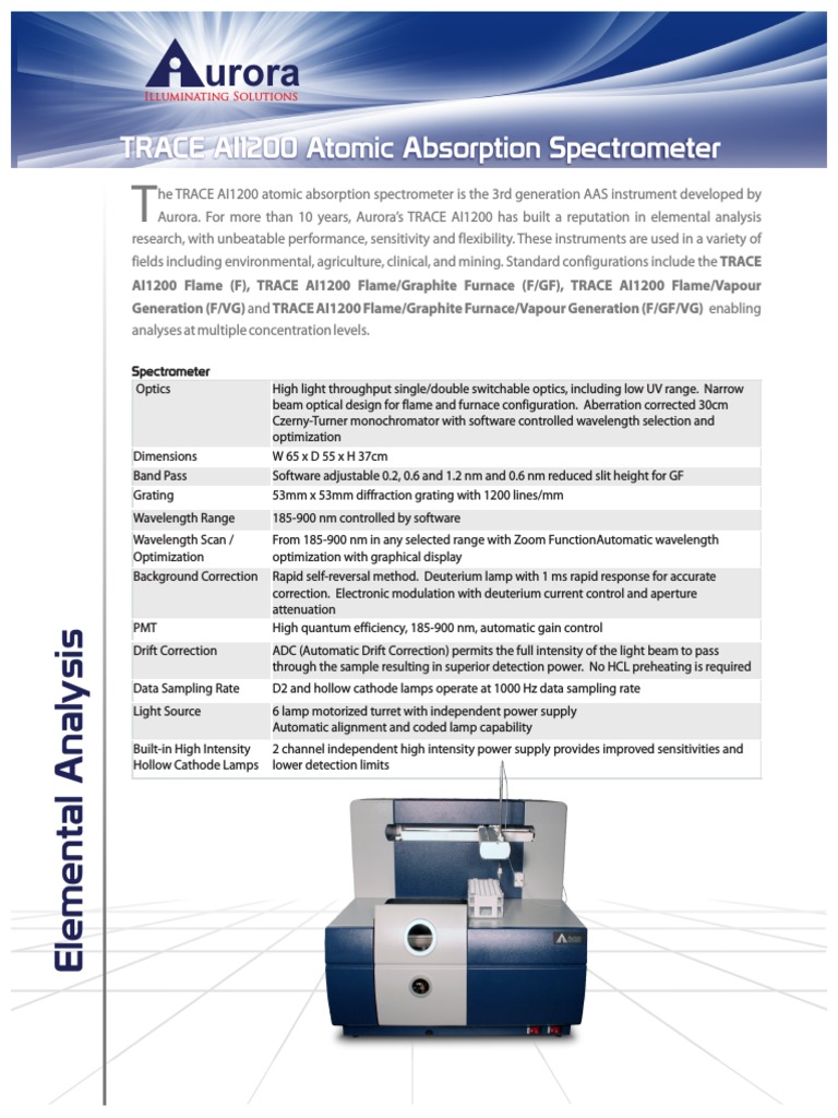 TRACE AI1200 Spectrometer Overview | PDF | Atomic Absorption ...