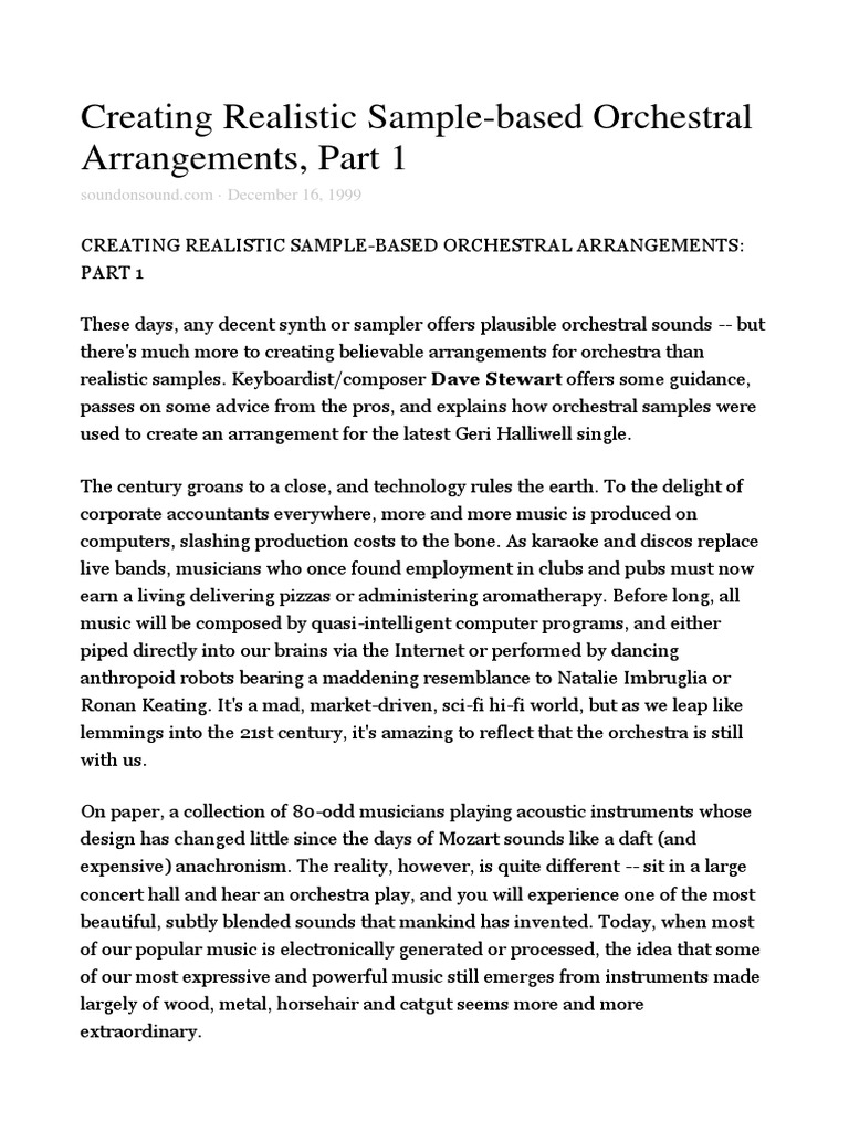 Creating Realistic Sample-Based Orchestral Arrangements | PDF | String ...