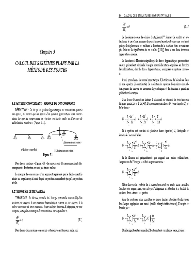 RDM : CALCUL DES SYSTÈMES PLANS PAR LA MÉTHODE DES FORCES | PDF ...