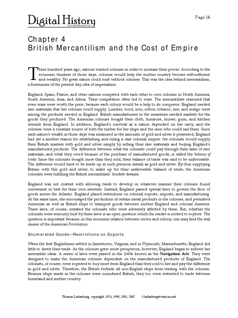 British Mercantilism and The Cost of Empire | PDF | Mercantilism | Trade