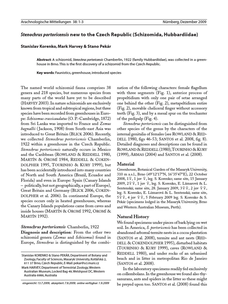 Schizomid Fauna | PDF | Nature