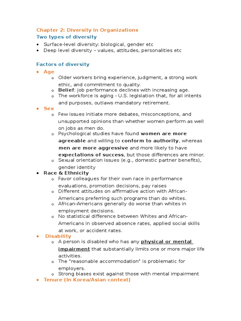 Managing Diversity in Organizations Chapter 2 | PDF | Diversity ...