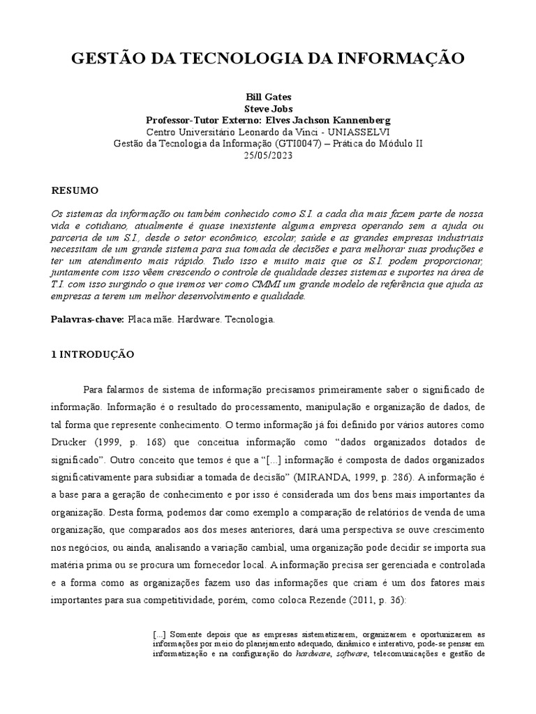 Modelo Paper Uniasselvi 2013 | PDF | Informática | Business
