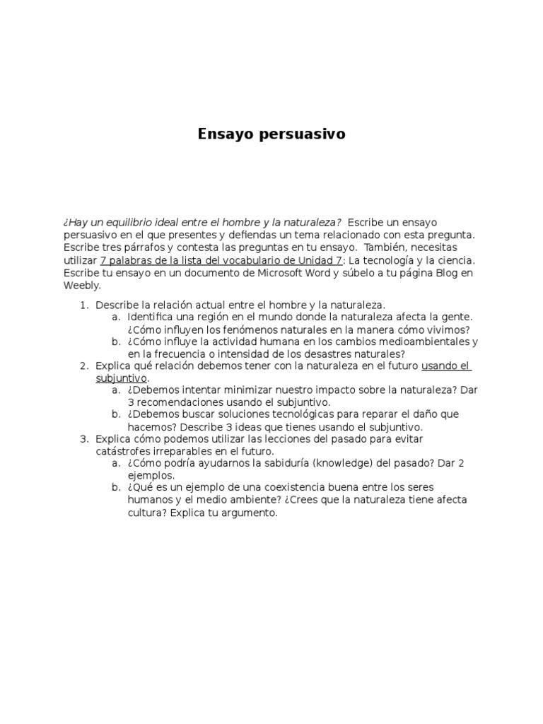 Ensayo Persuasivo | PDF
