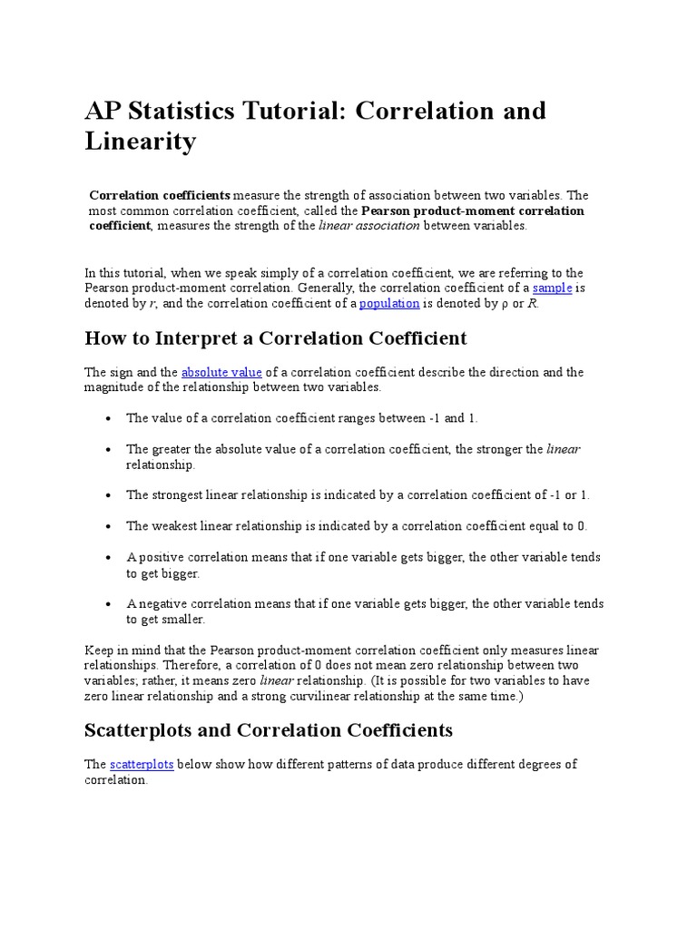 AP Statistics Tutorial | PDF | Outlier | Correlation And Dependence
