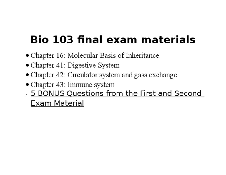 Bio 103 Final Exam Study Guide | PDF