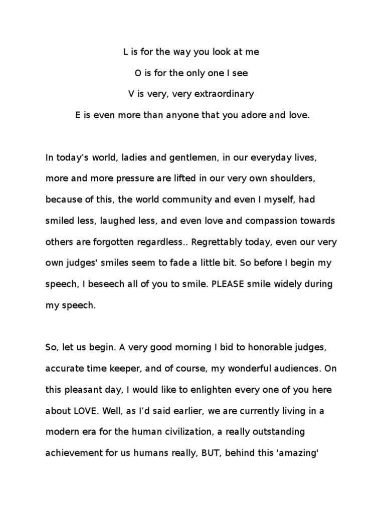 Script 2 (Public Speaking) | PDF | Love | Psychological Concepts