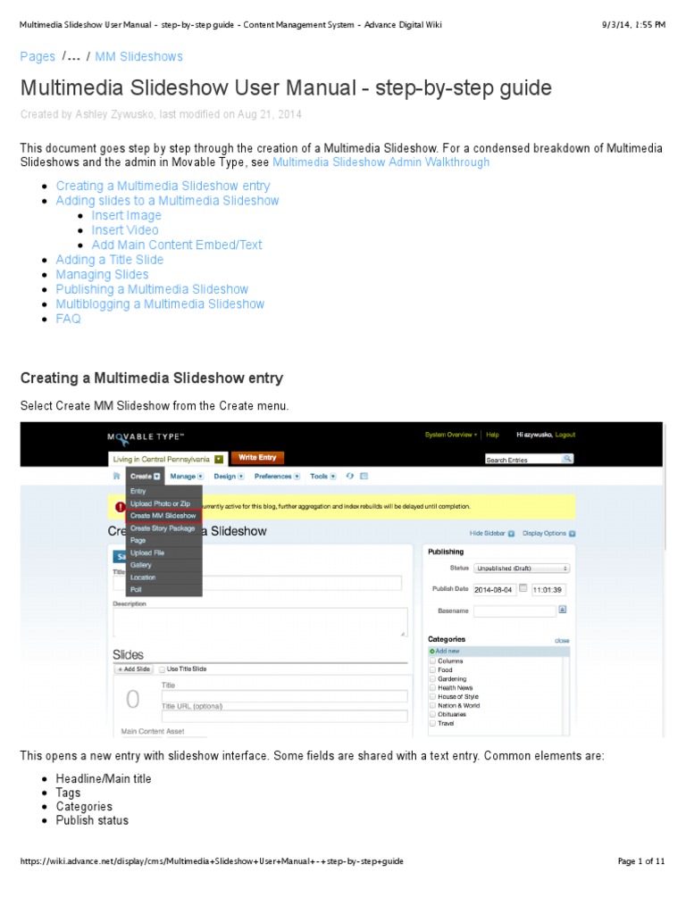 Multimedia Slideshow User Manual | PDF | Wiki | Multimedia