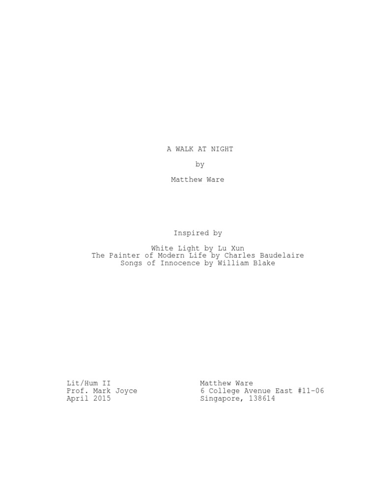 A Walk at Night | PDF | Leisure