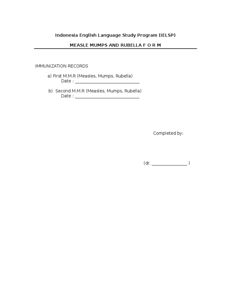 MMR Form | PDF | Wellness