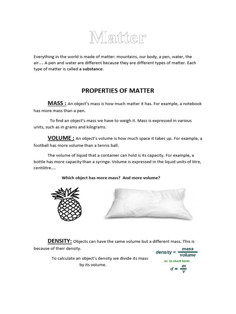 Matter - Lesson | PDF | Buoyancy | Density