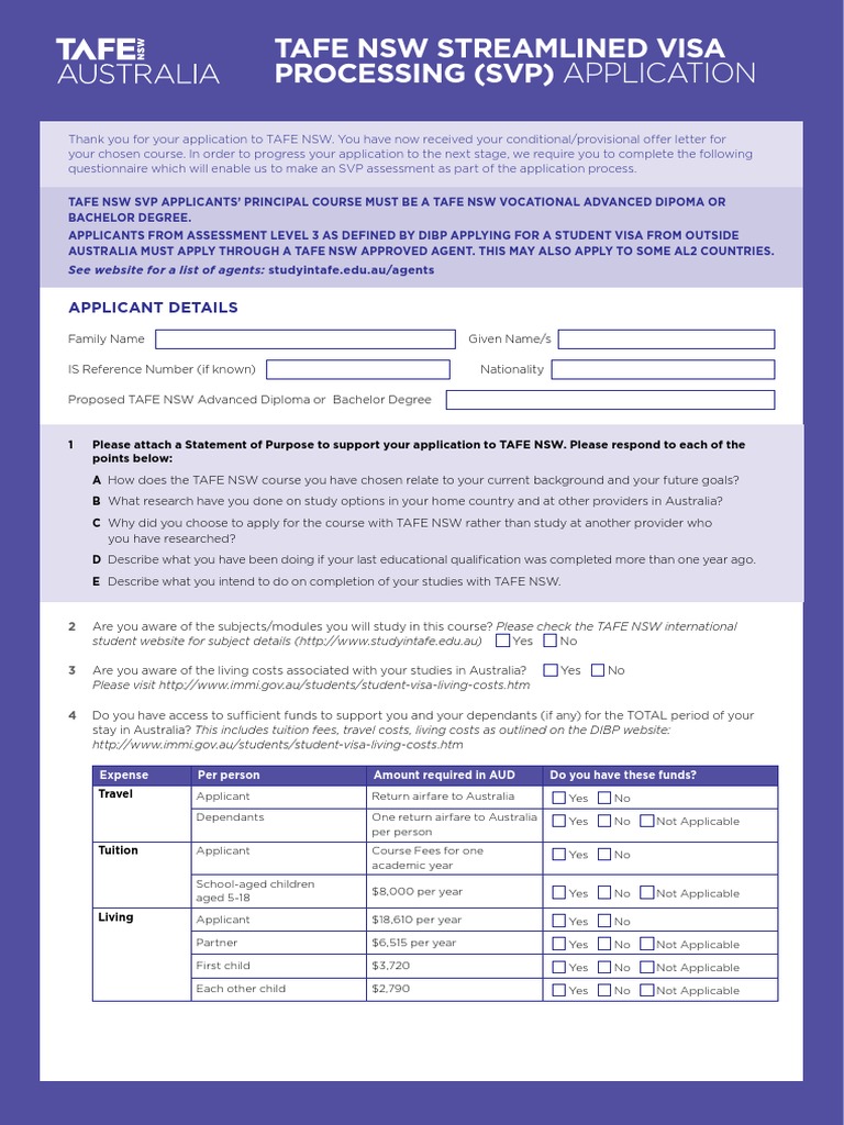TAF 150310 SVP Application Form | PDF | Diploma | Permanent Residence ...