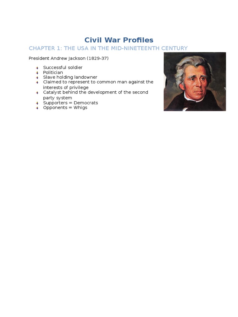 Civil War Profiles: Chapter 1: The Usa in The Mid-Nineteenth Century | PDF