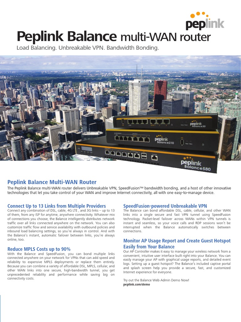Peplink Balance Datasheet | PDF | Virtual Private Network | 4 G