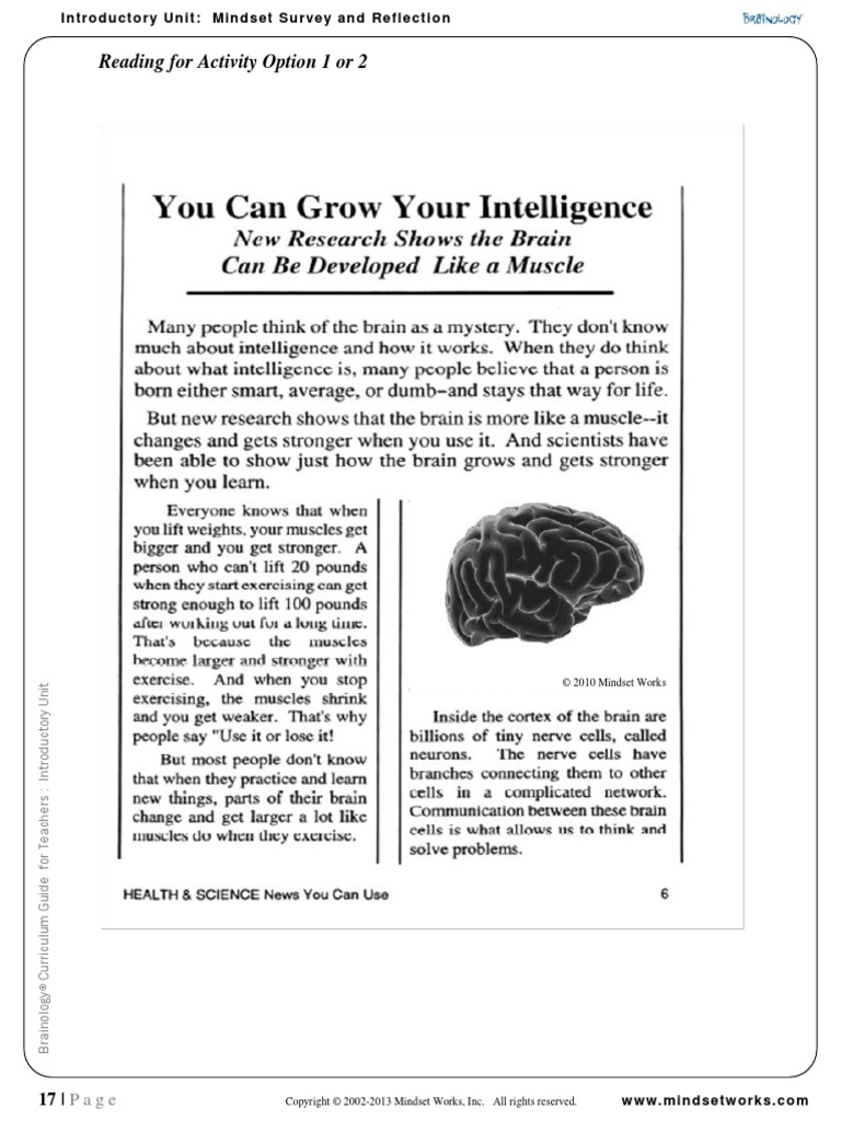 You Can Grow Your Intelligence | PDF | Neuron | Cerebrum