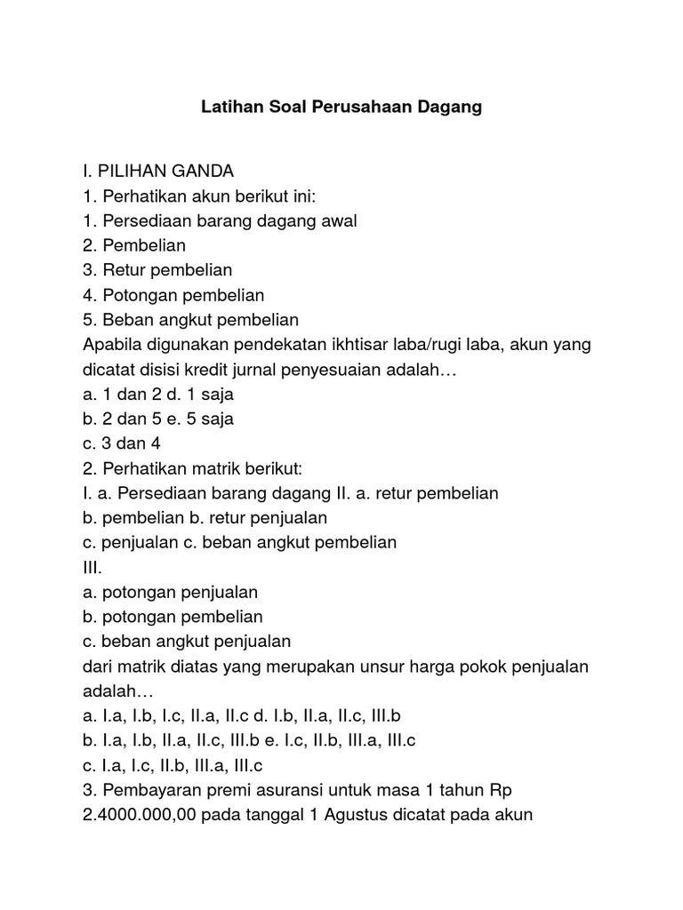 Latihan Soal Perusahaan Dagang | PDF