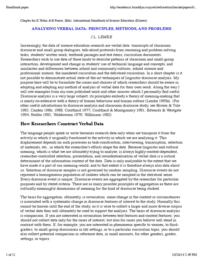 Handbook Paper | PDF | Curriculum | Semantics