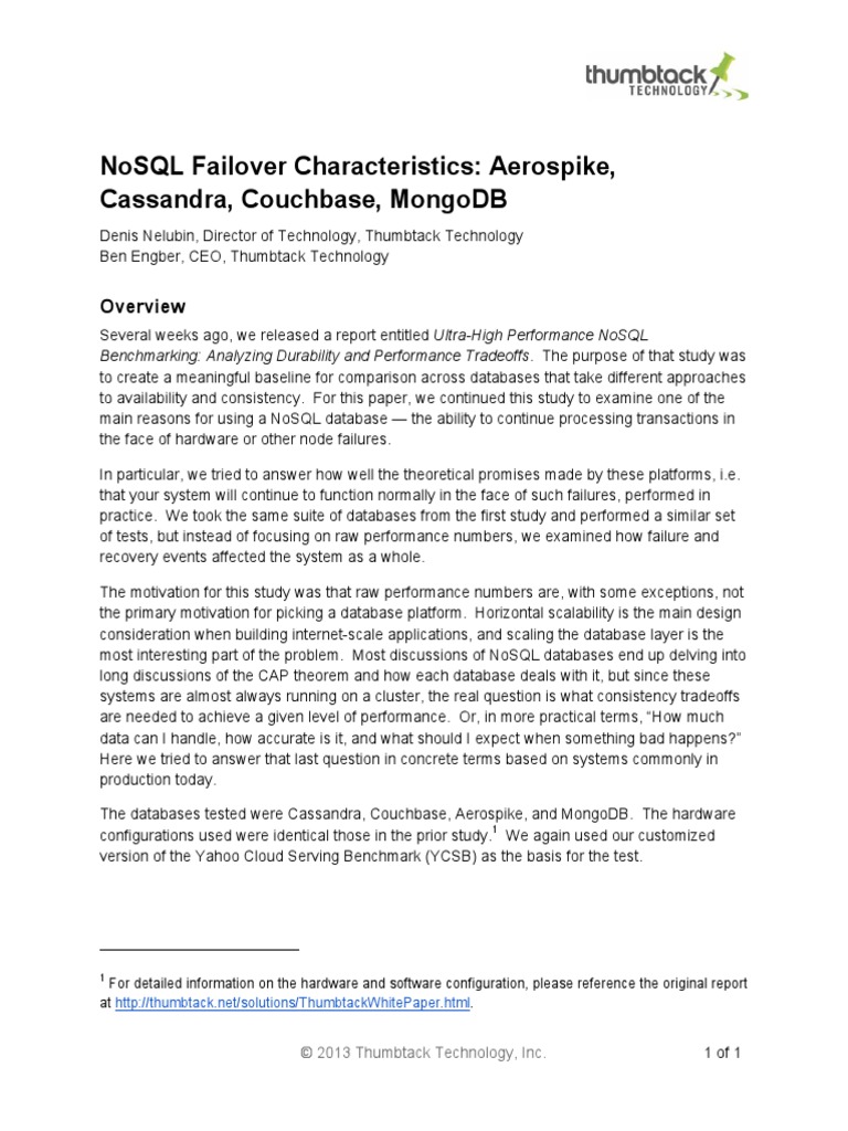 NoSQL Failover Characteristics | PDF | Replication (Computing) | No Sql
