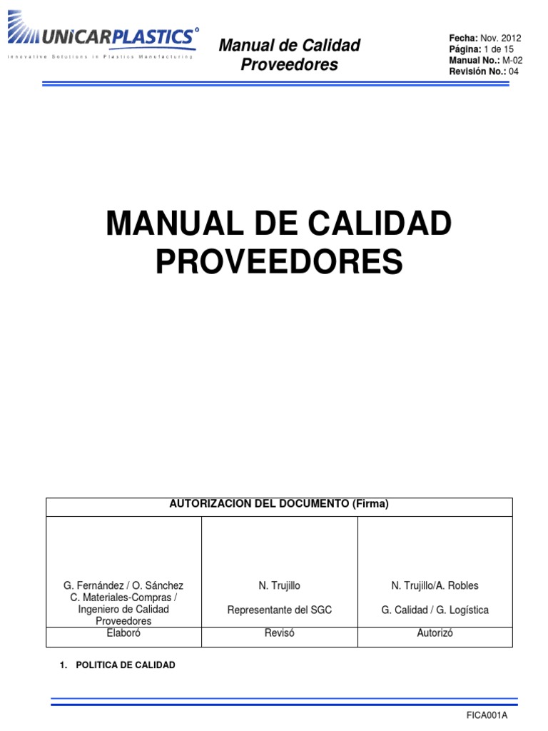 Manual para Proveedores VDA61 | Calidad (comercial) | Sistema de manejo de calidad