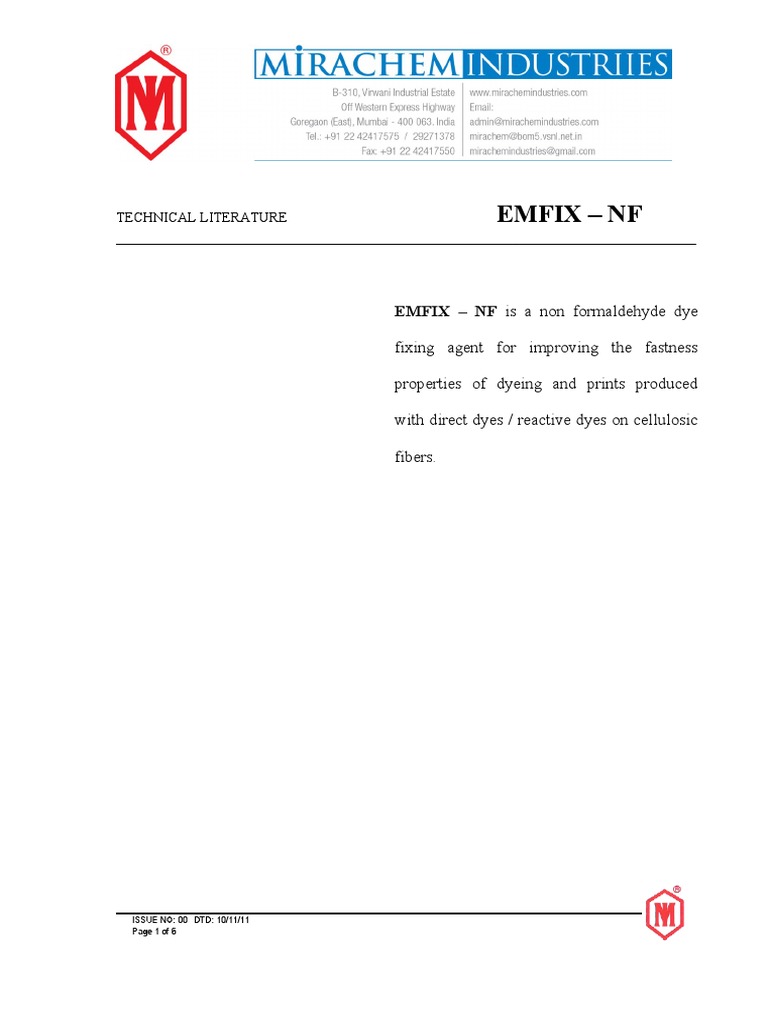 Emfix - NF: Technical Literature | PDF | Dye | Materials