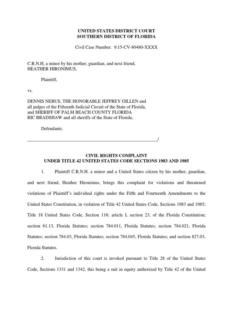 Complaint Under The Civil Rights Act | PDF | Fourteenth Amendment To ...